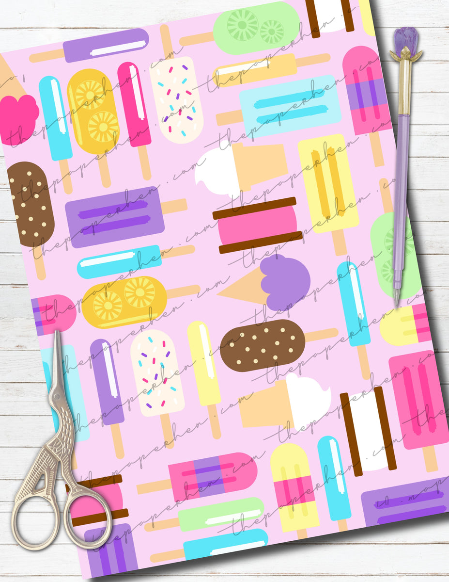 Summer Ice Cream Popsicle Custom DIY Planner Cover or Digital Paper ...