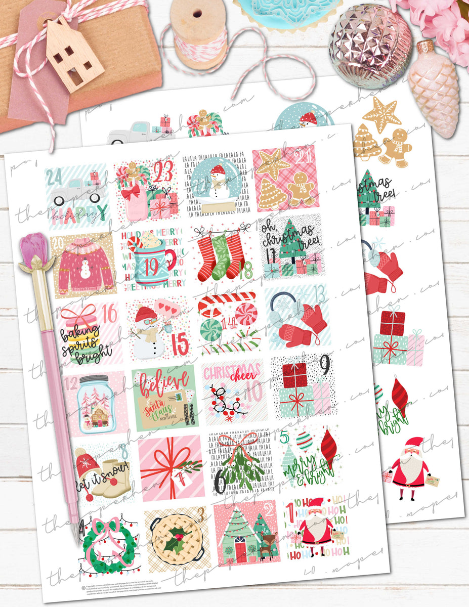Printable Christmas Holiday Advent Countdown Planner Stickers – The ...