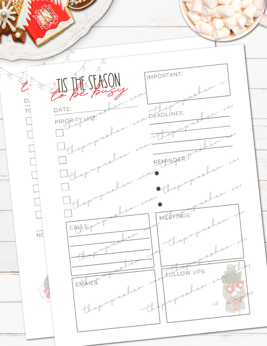 Printable Daily Hourly Planner for Christmas Holidays – The Paper Hen
