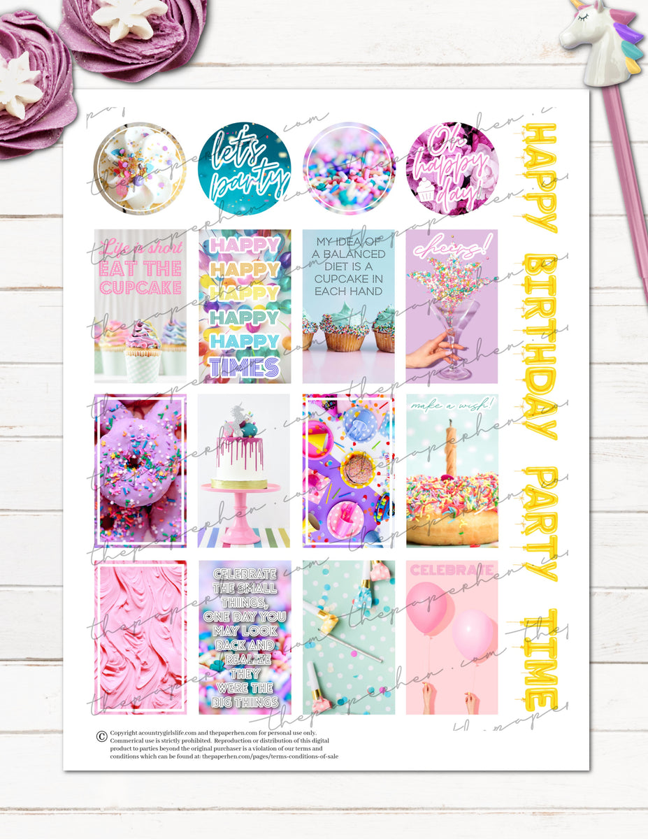 Birthday Printable Planner Sticker Kit – The Paper Hen