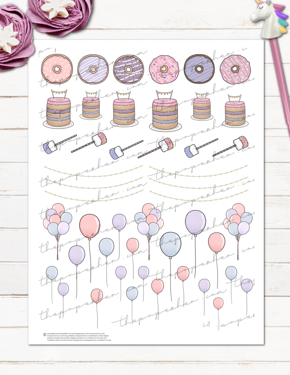Birthday Printable Planner Sticker Kit – The Paper Hen