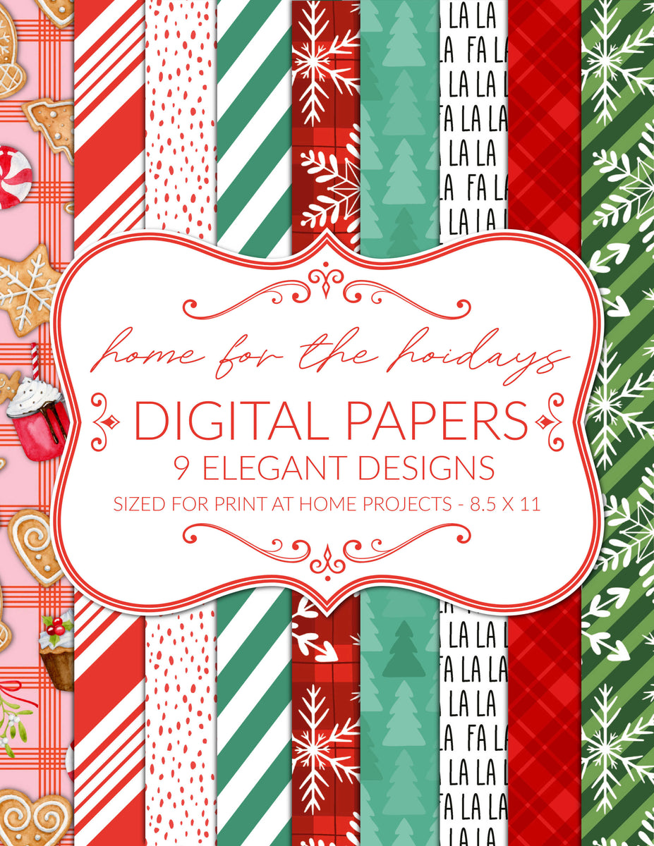 Printable Christmas Digital Papers Pack- 9 Sheets – The Paper Hen
