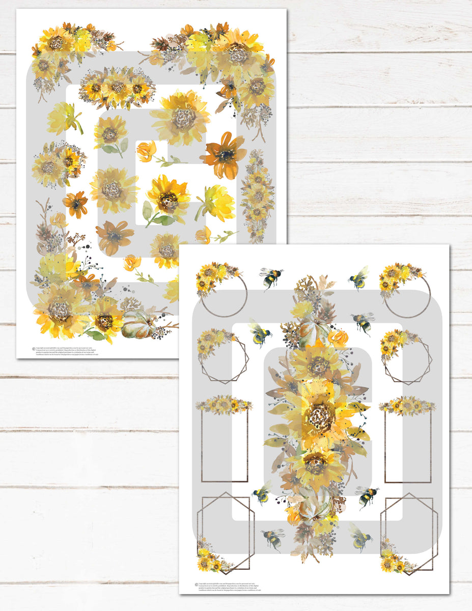 Printable Watercolor Sunflower Planner Stickers for Fall Autumn – The ...