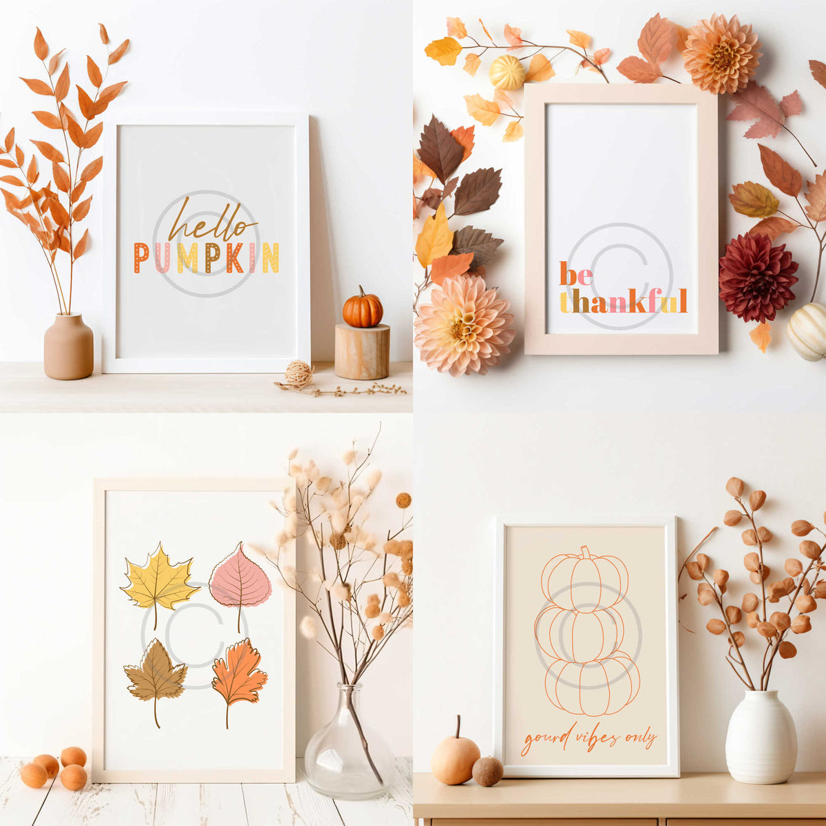 Modern Thanksgiving Printable Signs or Wall Art For Gallery Walls 4 Pa ...