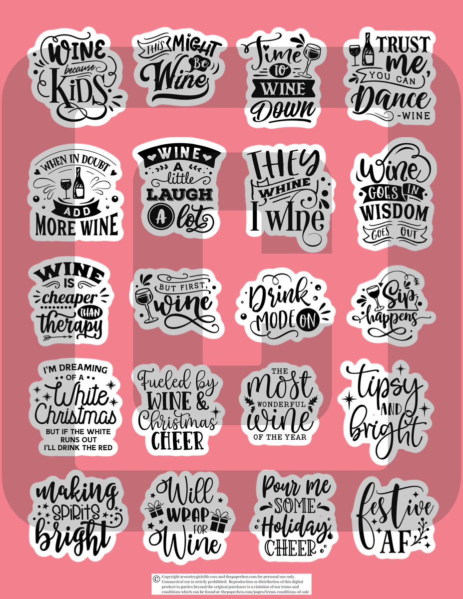 Sarcastic & Sassy Printable Planner Stickers for Wine Lovers – The ...
