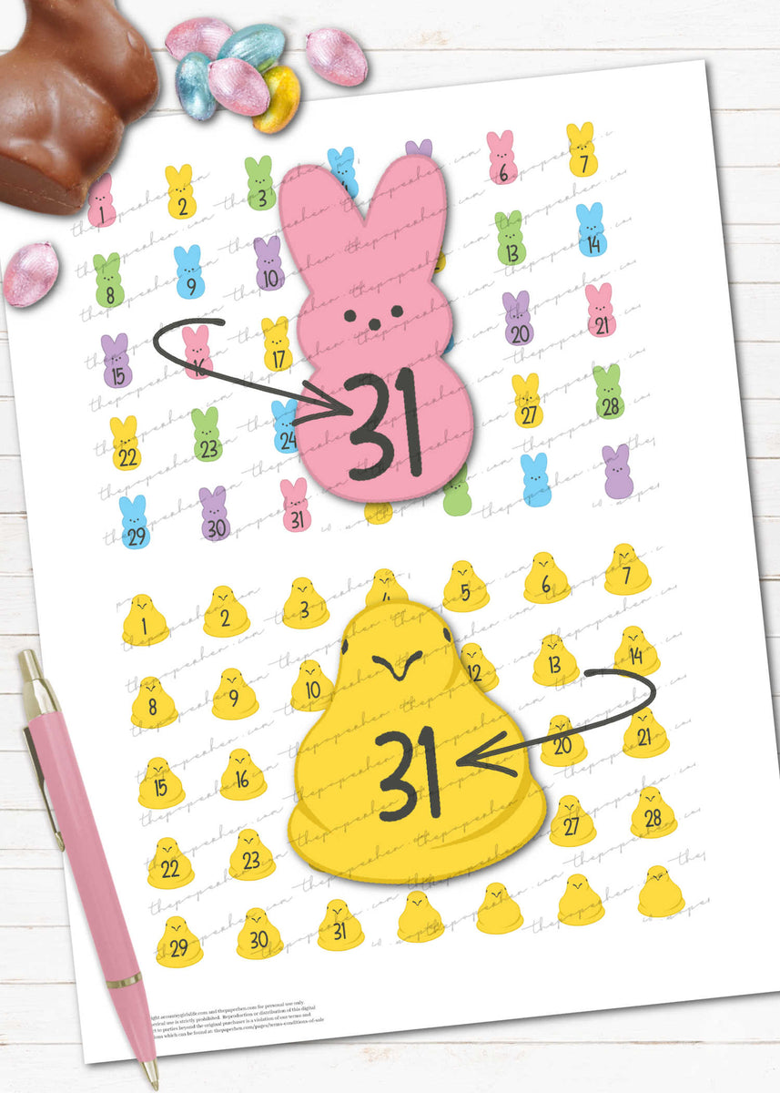 Easter Bunny Peeps Printable Planner Stickers - Redate Date Cover Coun ...