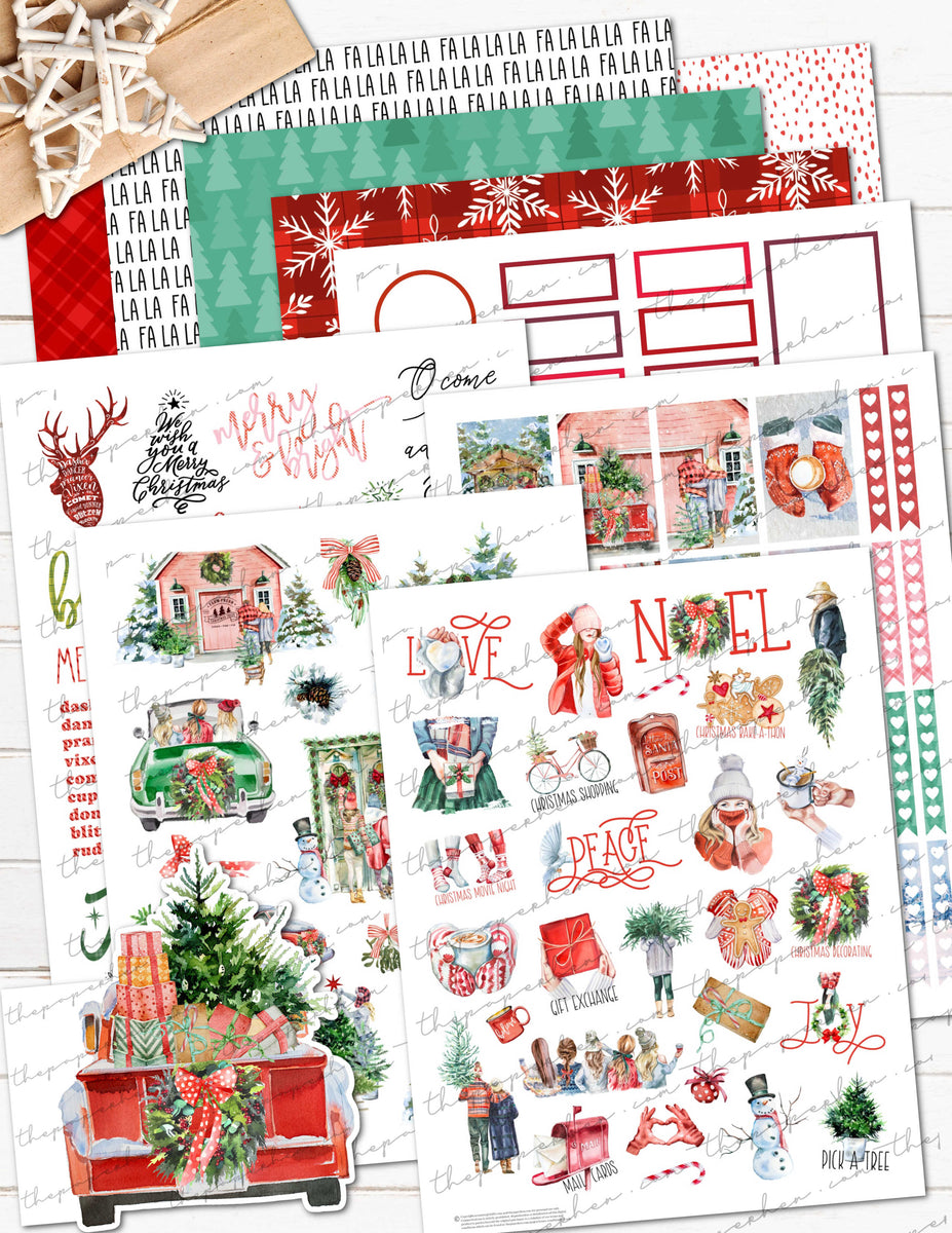 Printable Christmas Holiday Planner Stickers Watercolor - MEGA KIT ...