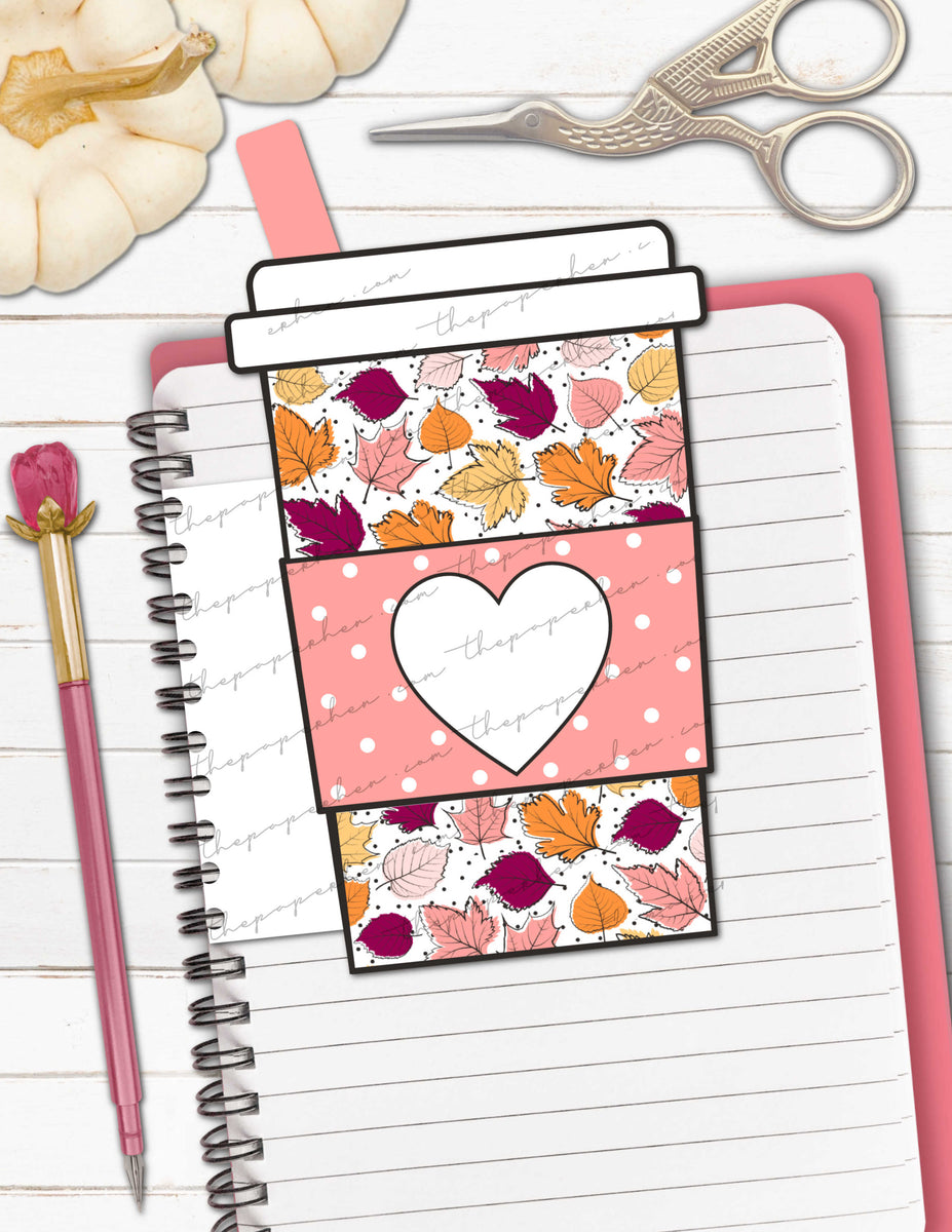 Fall Leaves Coffee Cup Printable Planner Page Marker | Tab Divider | D ...