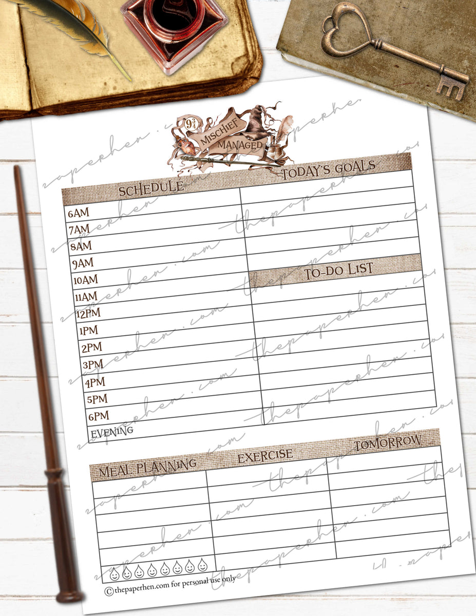 Magical Wizard Daily Planner Page – The Paper Hen