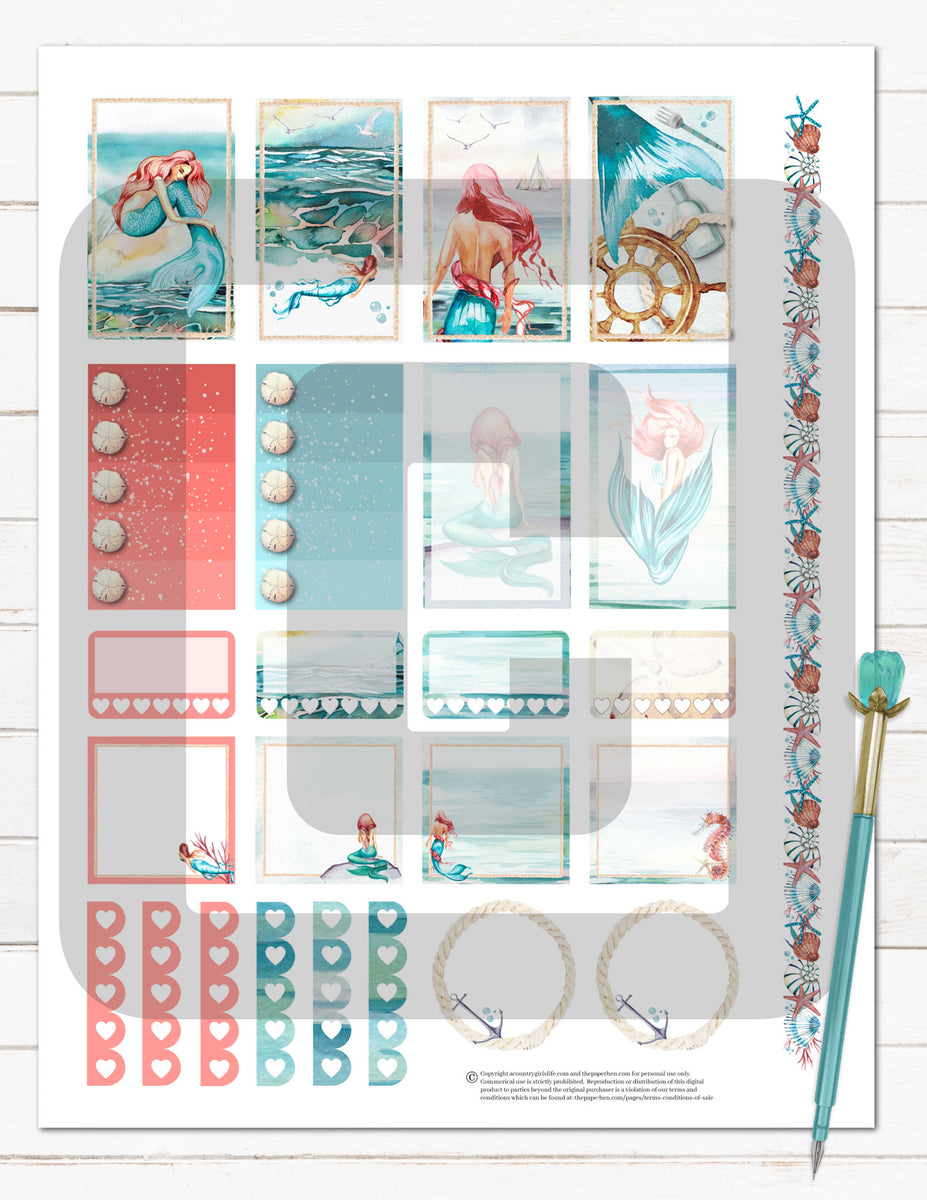 Mermaid Printable Planner Stickers – The Paper Hen