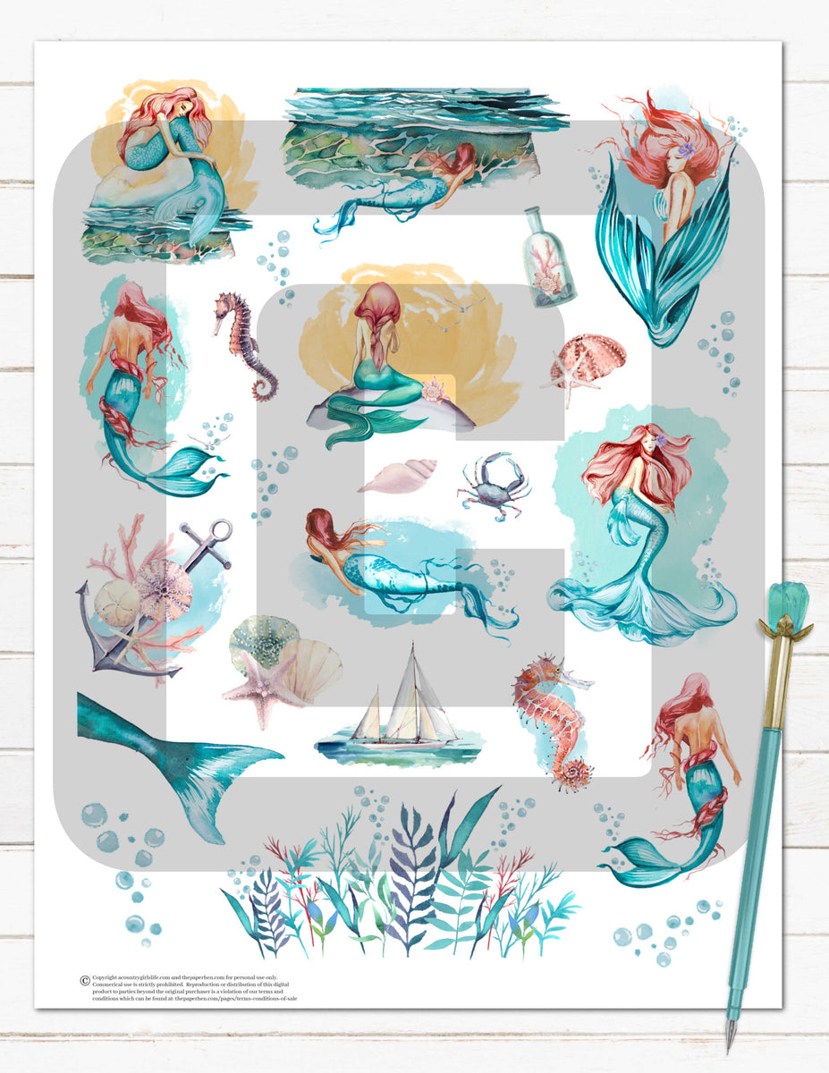 Mermaid Printable Planner Stickers – The Paper Hen