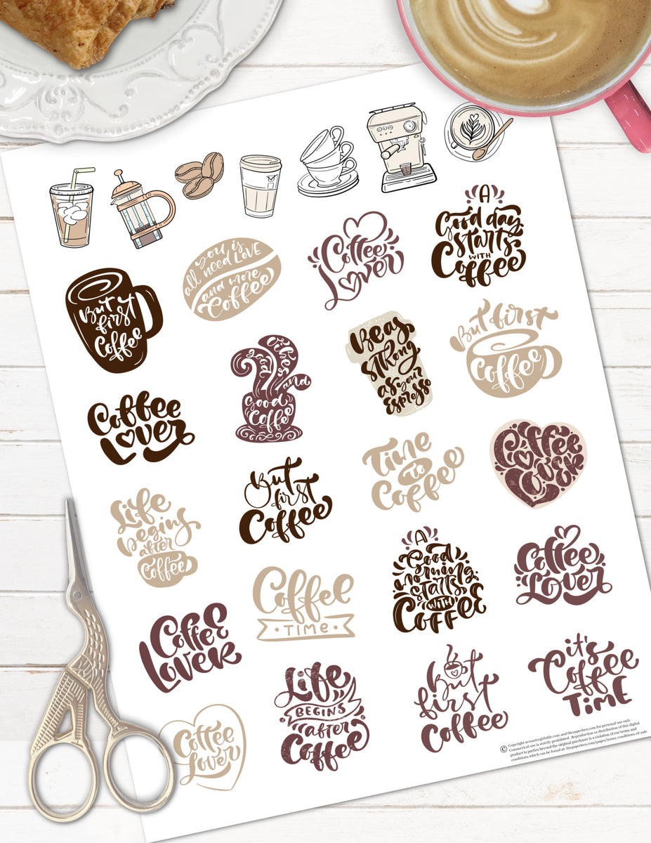 Fun Coffee Quotes Printable Planner Stickers – The Paper Hen